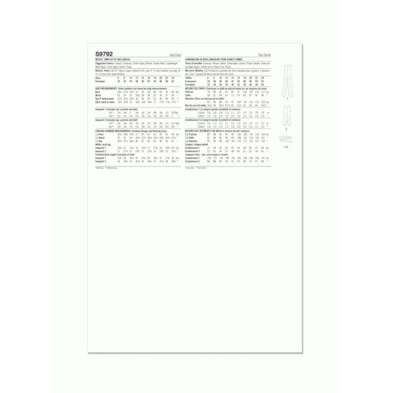 Simplicity Sewing Pattern S9792 Misses' 1960's Vintage Jumpsuit in Two Lengths