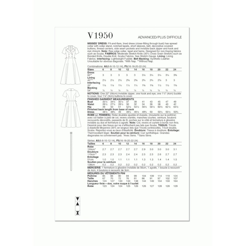 Vogue Patterns V1950 Misses' Lined Dress Sewing Pattern by Badgley Mischka