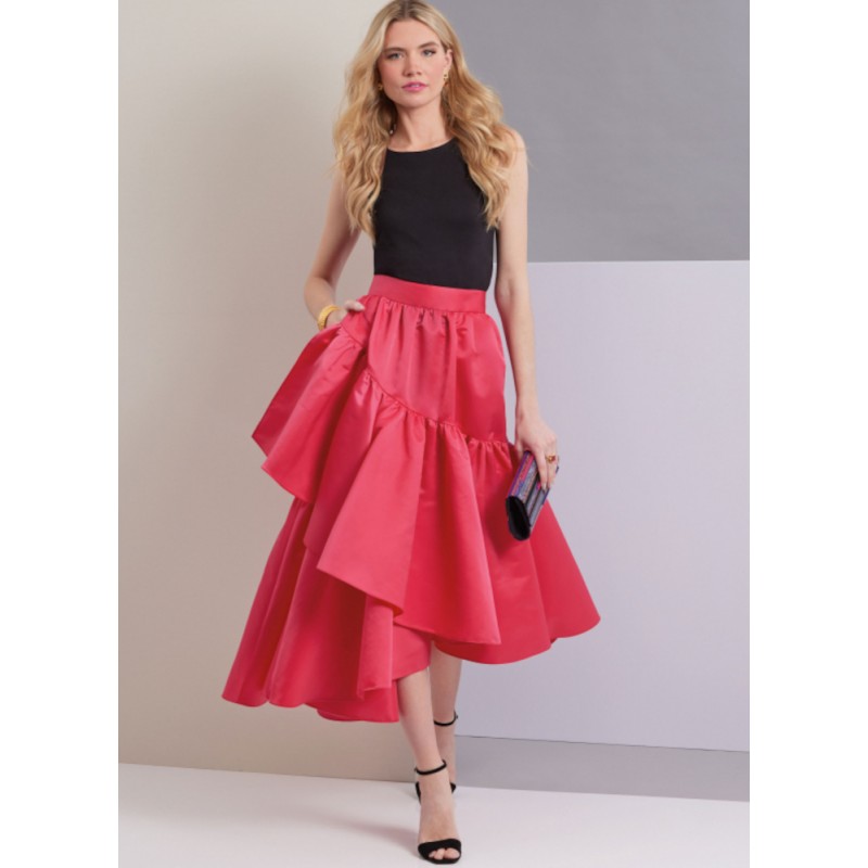 Vogue Patterns V1957 Misses' Asymmetric Ruffled Skirt With Length ...
