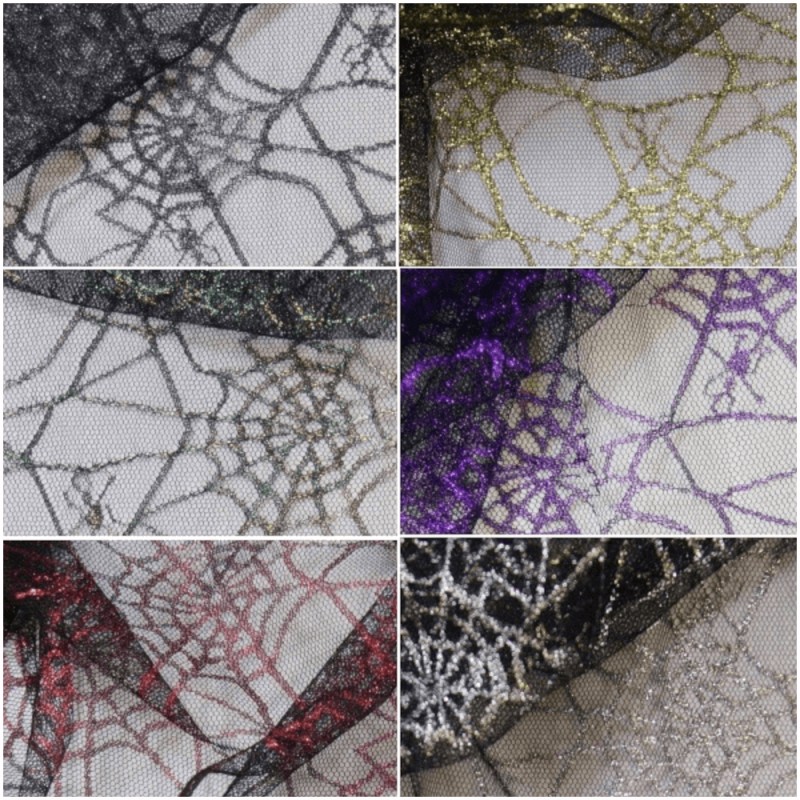 Spiderweb Net Lace Fabric Spider Halloween Cobweb Gothic Material