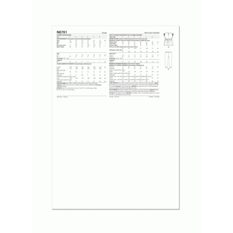 New Look Sewing Pattern N6761 Children’s Top and Leggings Sew Rating ...