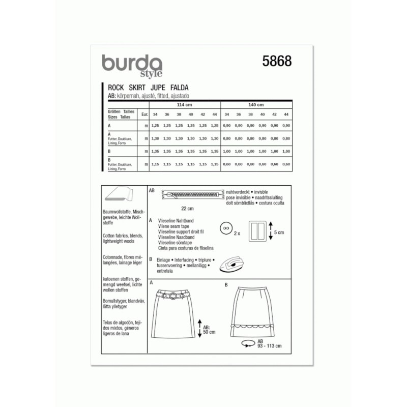 Burda Style Sewing Pattern 5868 Misses’ Flared Skirts With Side Panel Seams