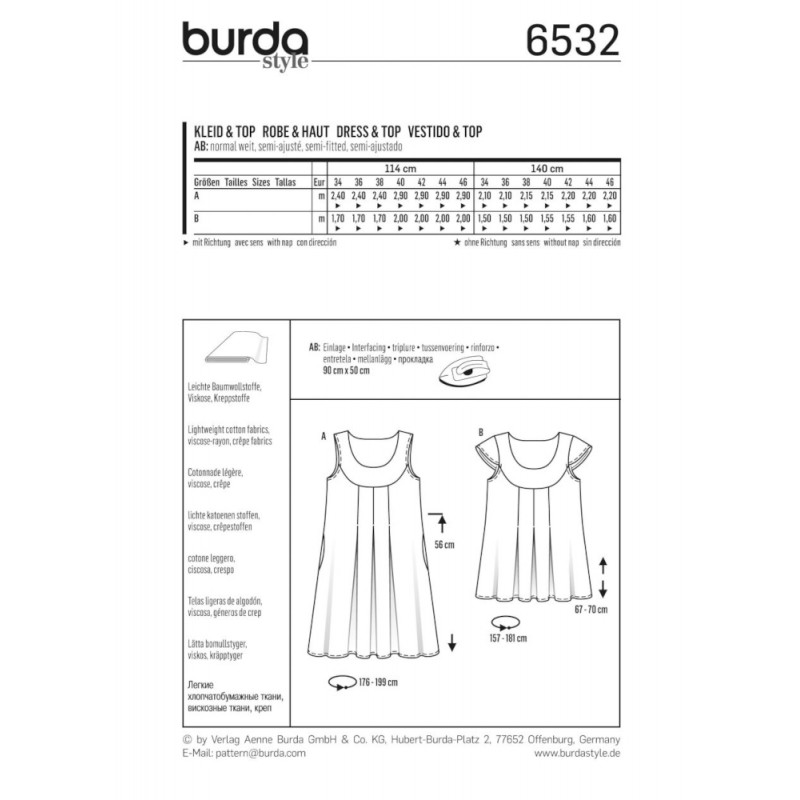 Burda Style Sewing Pattern 6532 Women’s’ Airy Loose-Fitting Dresses and ...