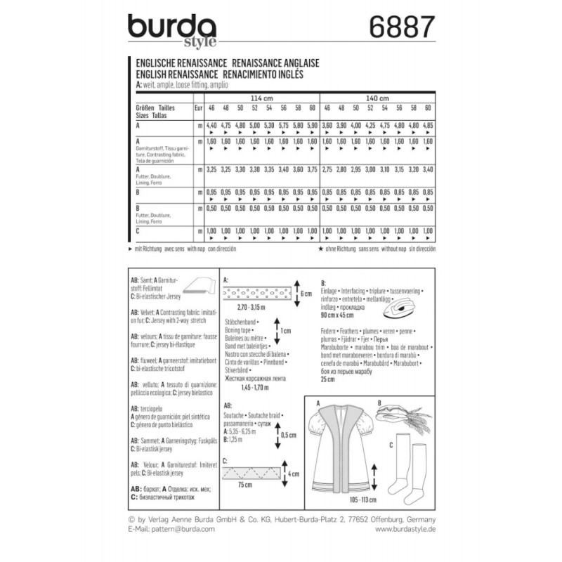 Burda Style Sewing Pattern 6887 Men’s Renaissance Costume Coat, Hat and ...