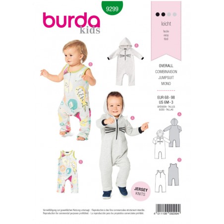 Burda Style Sewing Pattern 9299 Toddlers’ Jumpsuits With Two Style ...