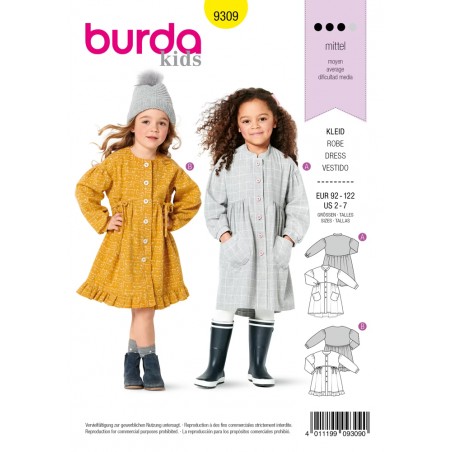 Burda Style Sewing Pattern 9309 Children’s Dress with Trim and Pocket ...