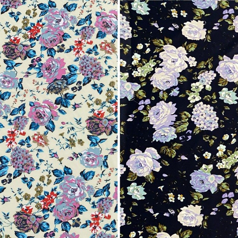 Silky Satin Fabric Flower Floral Roses Rosebuds Buds Abbottsford Way ...