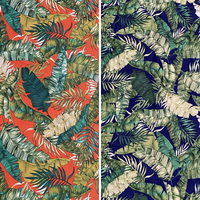 Silky Satin Fabric Palm Leaf Tropical Leaves Botanical Garfield Close ...