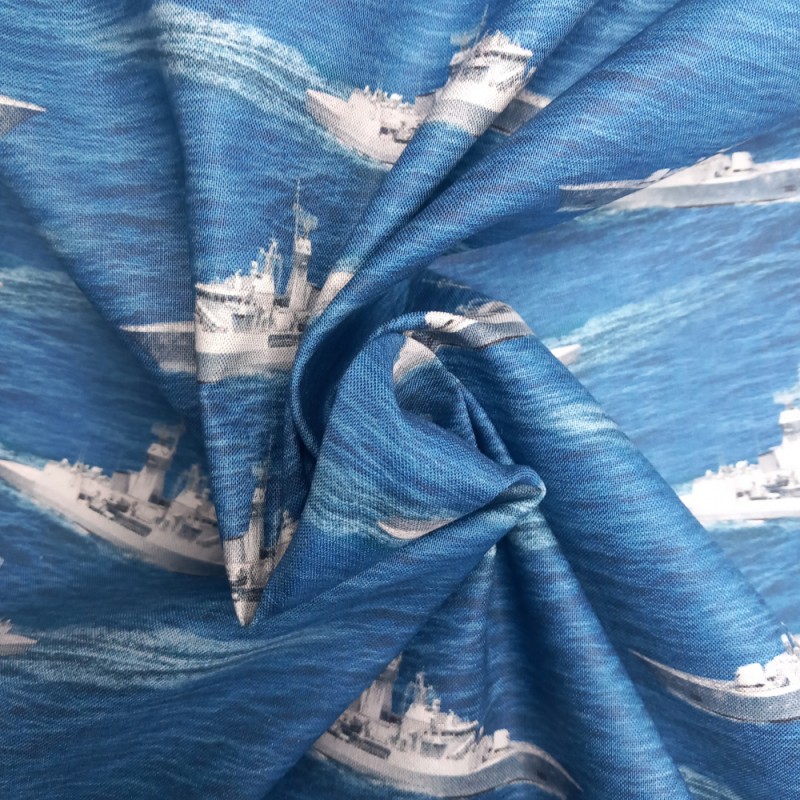 100% Cotton KK Fabrics Navy Frigates Warships Naval Sea By Brandi ...