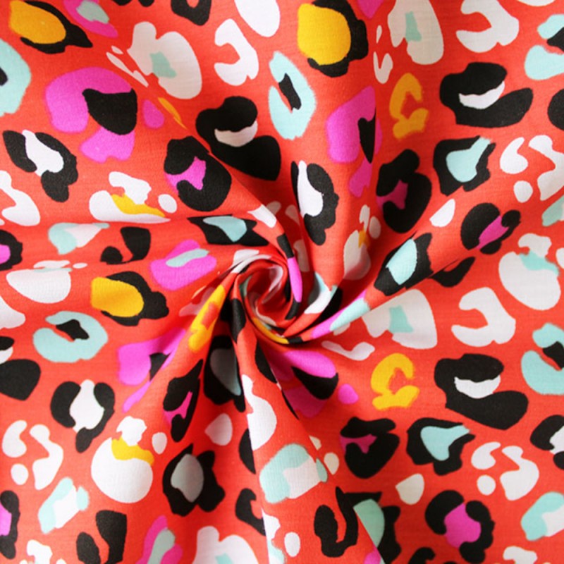 Polycotton Fabric Disco Animated Multicoloured Leopard Print Pattern ...