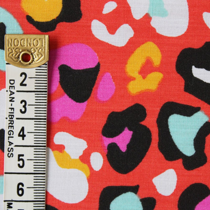 Polycotton Fabric Disco Animated Multicoloured Leopard Print Pattern ...