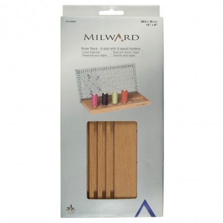 Milward Wooden 6 Slots Ruler Rack Storage Beech Wood
