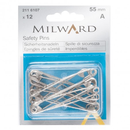 Milward Safety Pins 2116107 Silver 55mm Mild Steel
