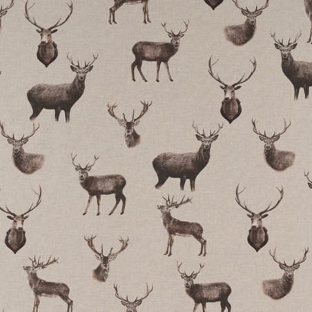 SALE Cotton Rich Linen Look Fabric Stags Animal Deer Buck Upholstery ...