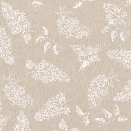 SALE Cotton Rich Linen Look Fabric Lilac Flowers Floral Upholstery ...