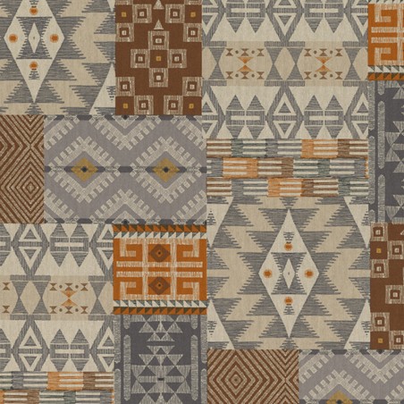 SALE Cotton Rich Linen Look Fabric Apache Pattern American Upholstery ...