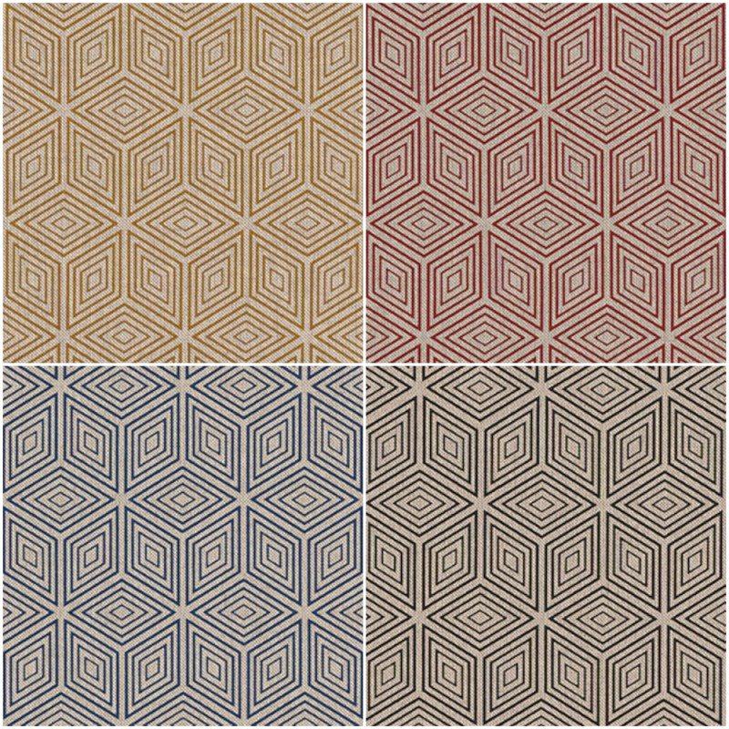 SALE Cotton Rich Linen Look Fabric 3D Blocks Geometric Upholstery 140cm ...