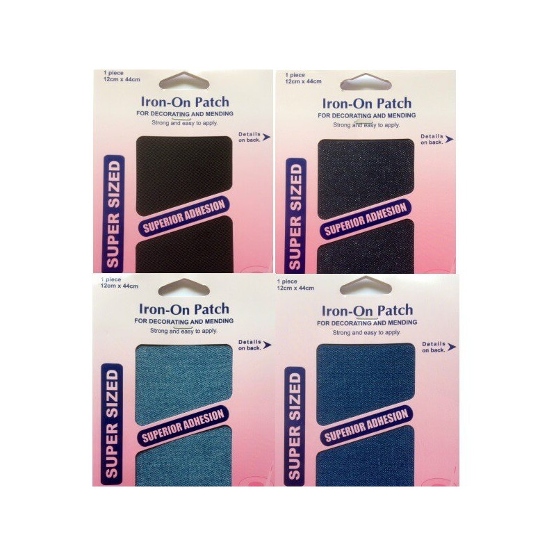 Hemline 12 x 44cm Large Denim Mending Patch Iron On Repair or Sew On
