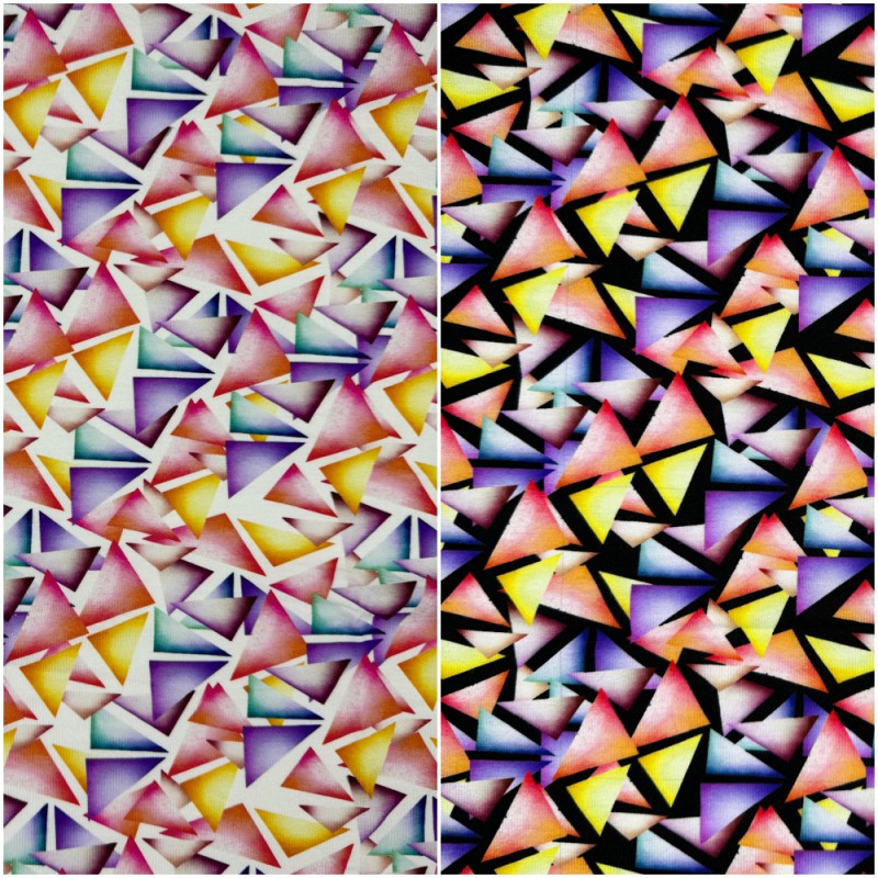 Digitally Printed Viscose Jersey Fabric Tropea Triangles Shapes 150cm Wide