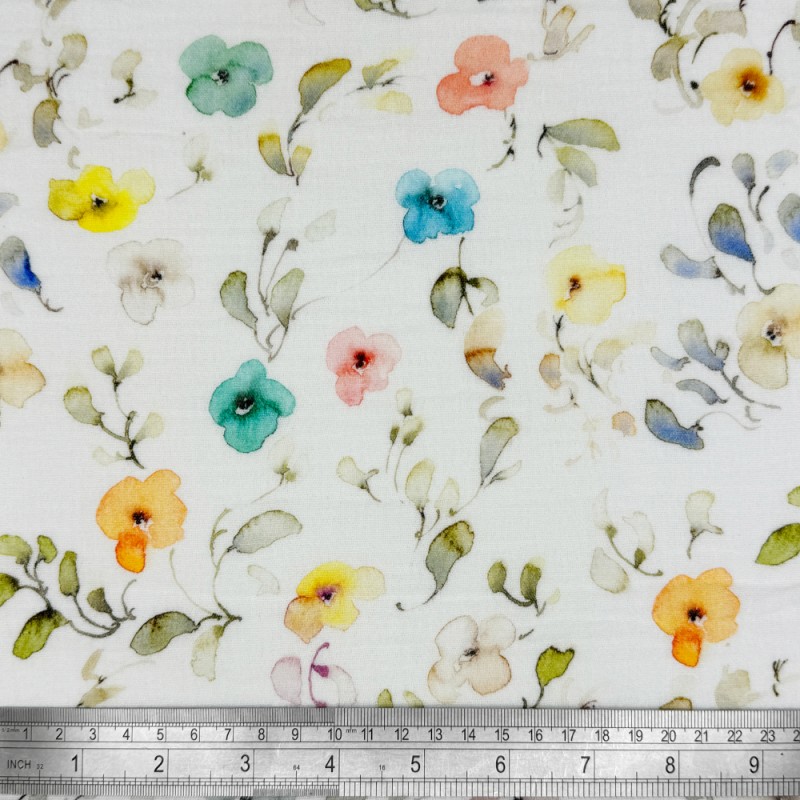 Double Gauze Cotton Fabric Montpellier Flower Floral 132cm Wide