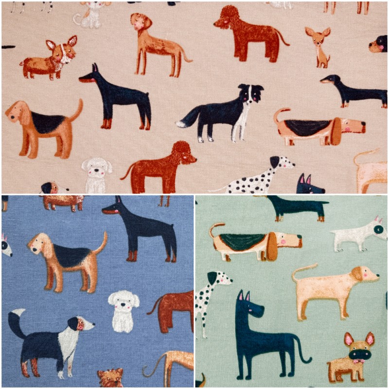 Crafty Canvas Cotton Rich Half Panama Fabric Woof Dogs Dalmatian Pugs ...