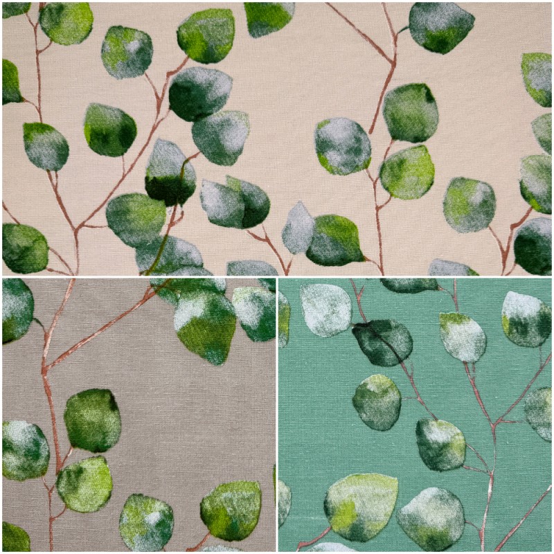 Crafty Canvas Cotton Rich Half Panama Fabric Eucalyptus Leaves Leaf ...