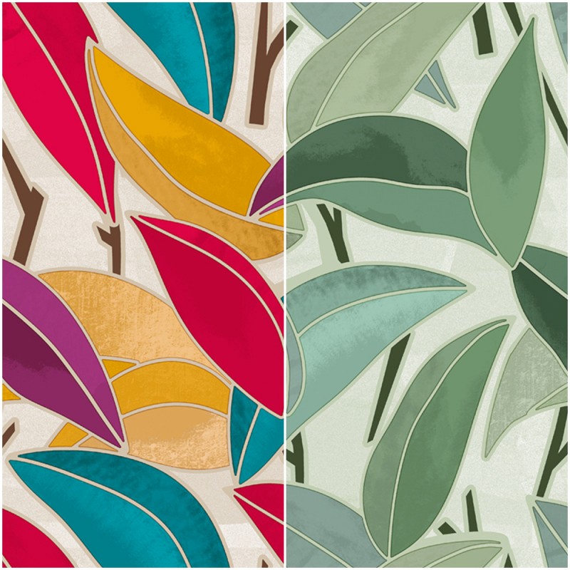 100% PVC Vinyl Printed Pattern Tablecloth Fabric Tropical Leaves Leaf ...