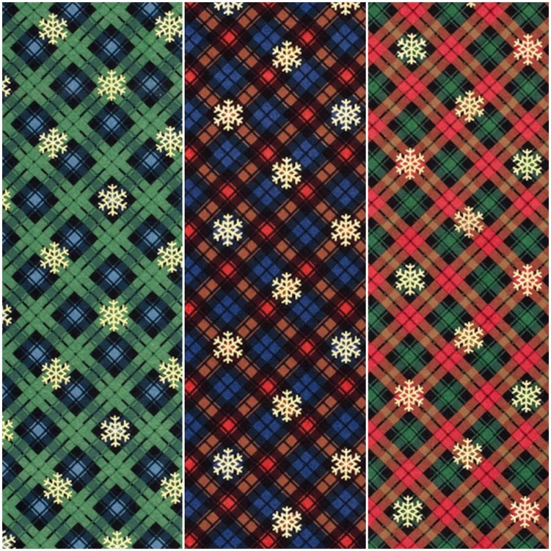 100% Brushed Cotton Fabric Foil Checks Christmas Xmas Snowflakes 145cm Wide