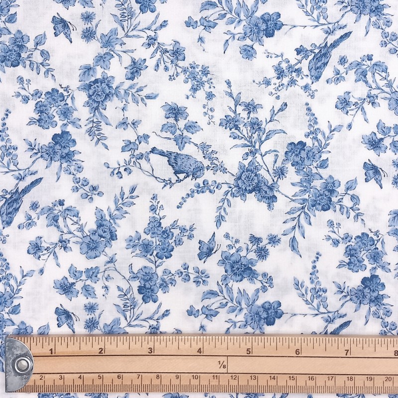 100% Cotton Fabric Nutex Niwa Flower Floral Birds Arboretum Avenue ...
