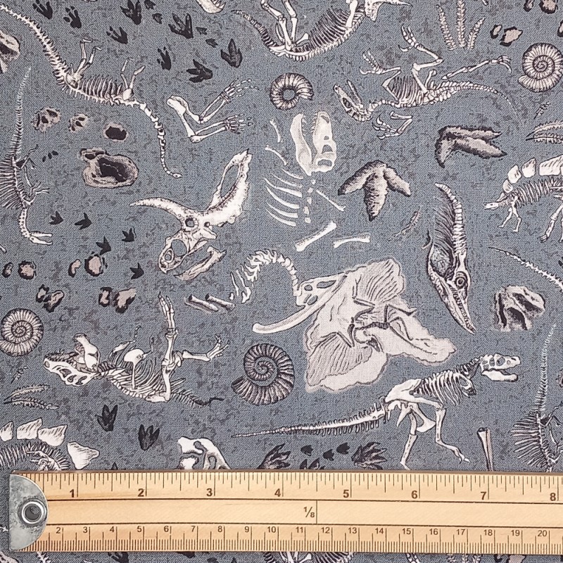 100% Cotton Fabric Nutex Lost World Fossils Dinosaur Jurassic Bones ...