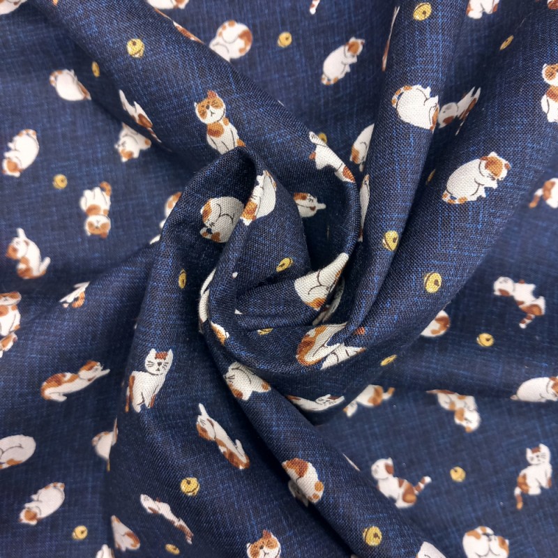 100% Japanese Cotton Fabric Nutex Yachi Cats Kittens Bells Playful ...