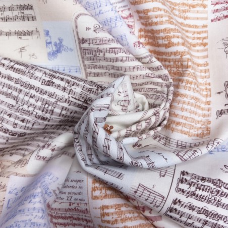 100% Cotton Fabric Nutex Symphony Sheet Music Musical Notes Piano 112cm ...