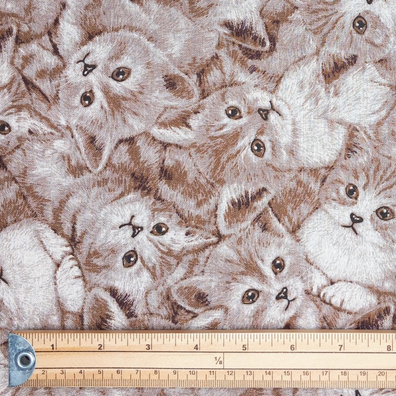 Japanese Cotton Linen Fabric Nutex Ono Cats Cute Kittens Animals 110cm Wide