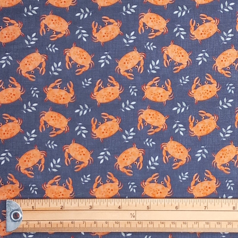 100% Cotton Fabric Nutex Underwater World Sand Scuttlers Crabs Beach ...