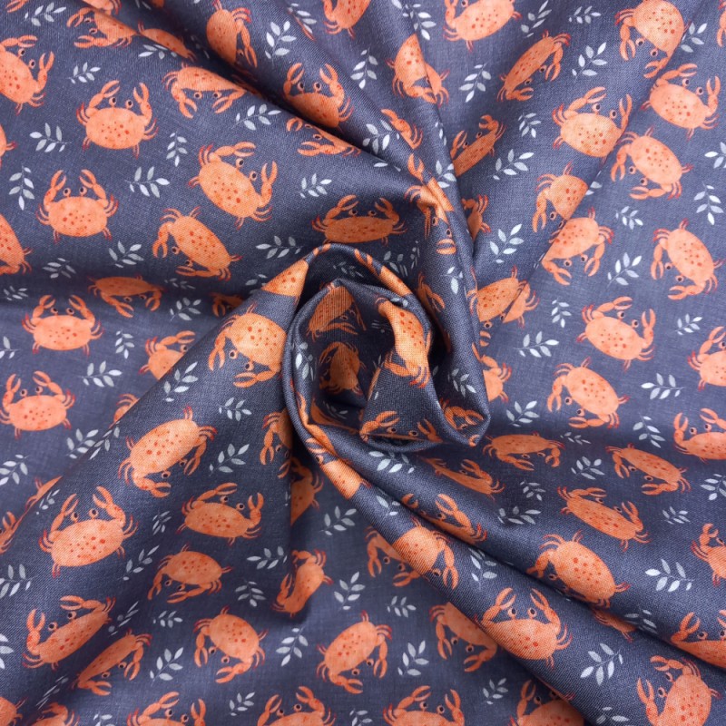 100% Cotton Fabric Nutex Underwater World Sand Scuttlers Crabs Beach ...