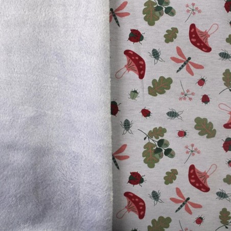 Alpine Fleece Soft Sweatshirt Fabric Bugs Life Insects Woodland Leaf ...