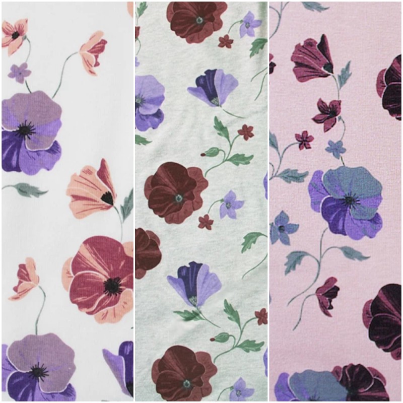 Alpine Fleece Soft Sweatshirt Fabric Welted Flower Floral Brigg Close ...