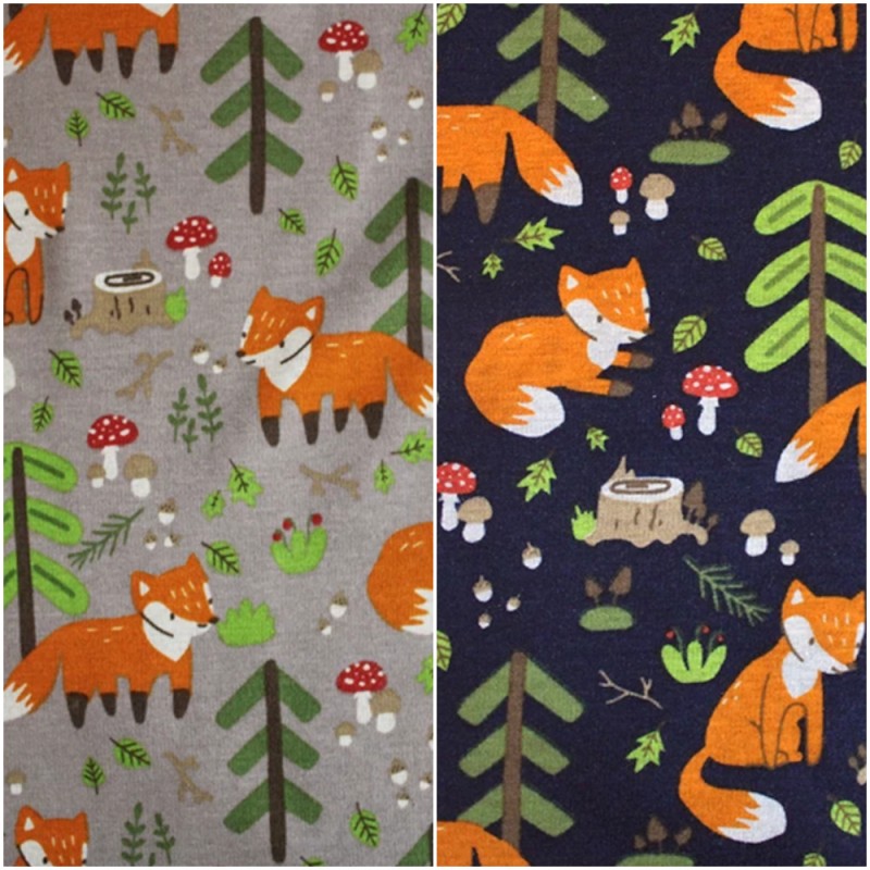 Alpine Fleece Soft Sweatshirt Fabric Forest Foxes Woodland Scene 150cm Wide