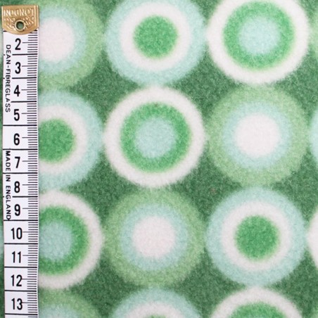 Printed Polar Fleece Soft Fabric 70's Geometric Circles Retro Vintage ...