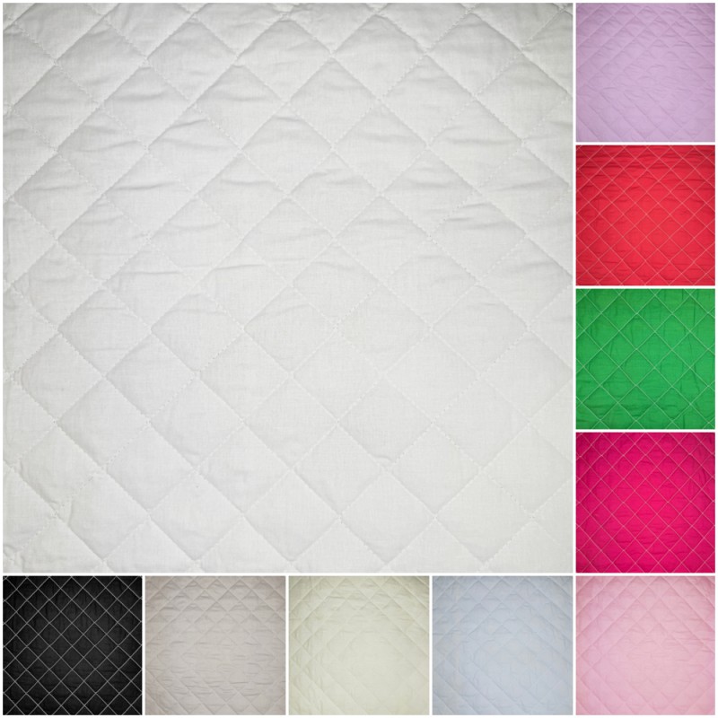 Quilted Polycotton Fabric Diamond Design 2oz Wadding Backing 115cm Wide