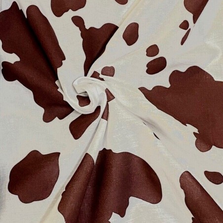 Polycotton Fabric Animal Print Brown Cow Pattern Clothing Crafts 112cm Wide