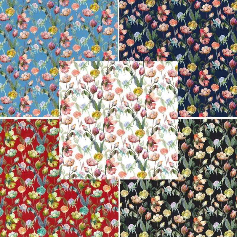 Rose & Hubble Wide-Width Cotton Poplin Fabric Floral Ash Lane 144cm Wide