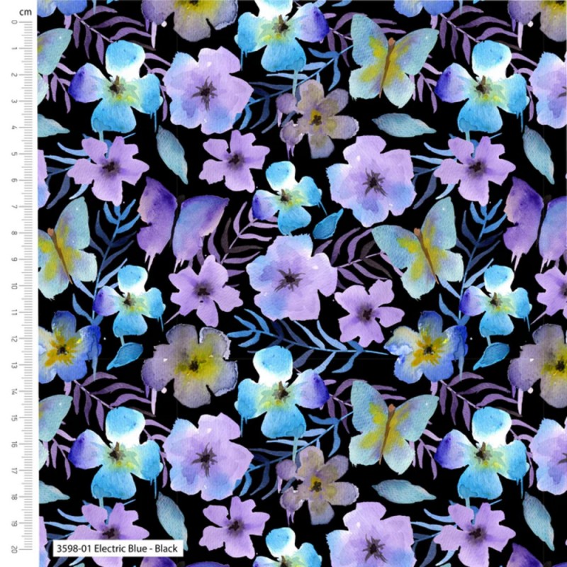 100% Organic Cotton Fabric Debbie Shore Vivid Watercolours Electric ...