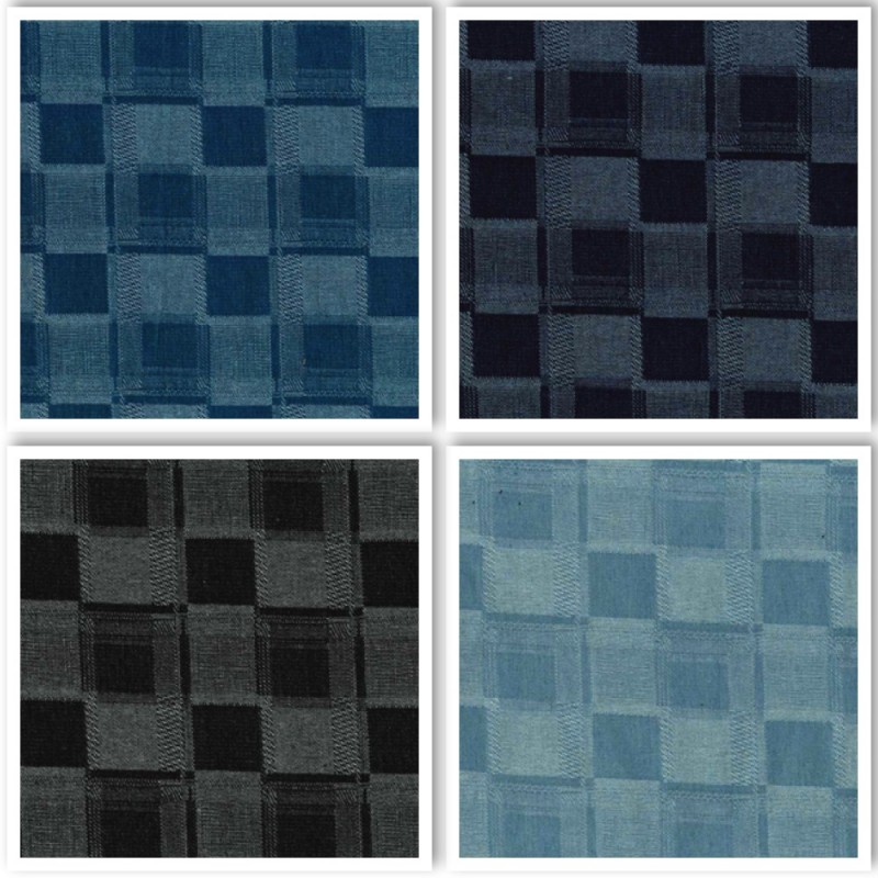 Washed Denim Jacquard Fabric – Blocks Premium Cotton Blend for Clothing ...