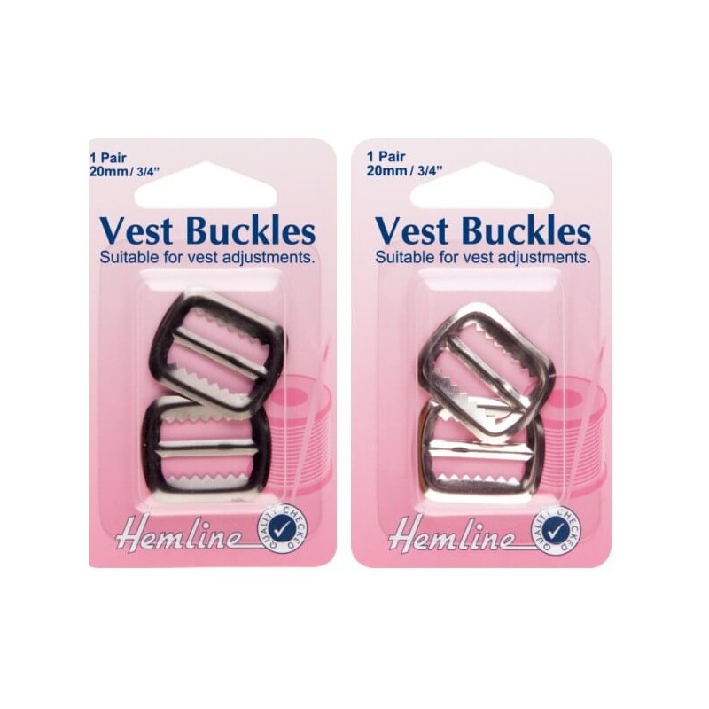 Hemline 2 x 20mm Vest Waistcoat Slide Buckle Fastening Strap