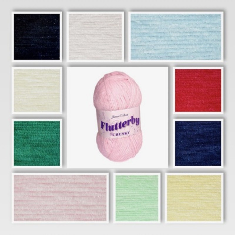 James C Brett Flutterby Sparkle Chunky Yarn 100g Ball Knitting Yarn ...
