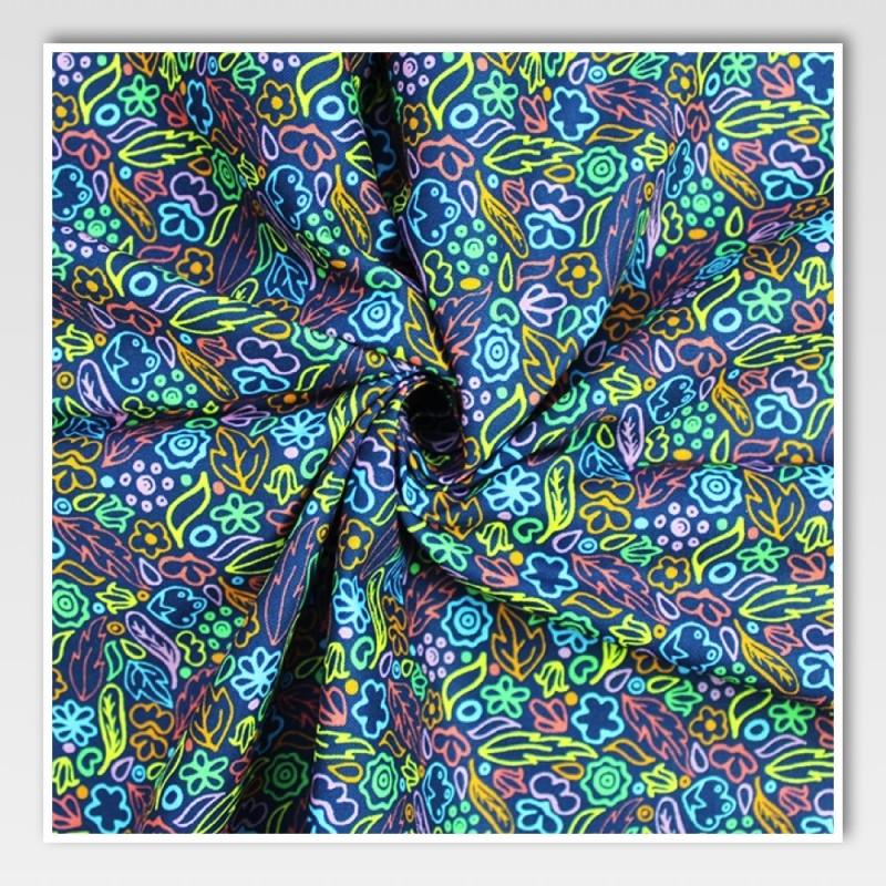 Little Johnny Digital Cotton Fabric – Flower Scribbles | 100% Cotton ...