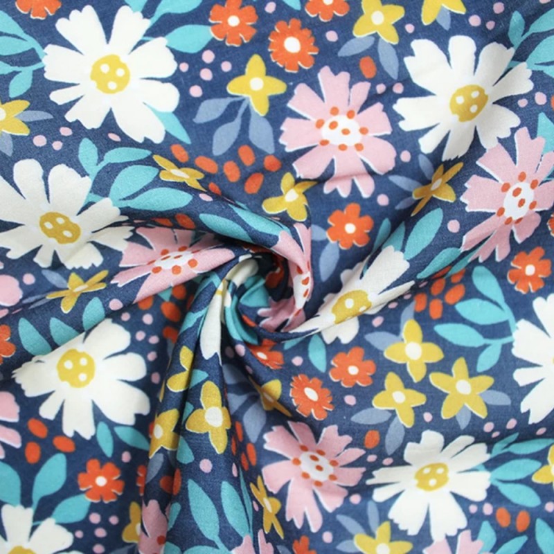 Mindy Digital Polycotton Fabric | Flowers Elevation Court Floral ...
