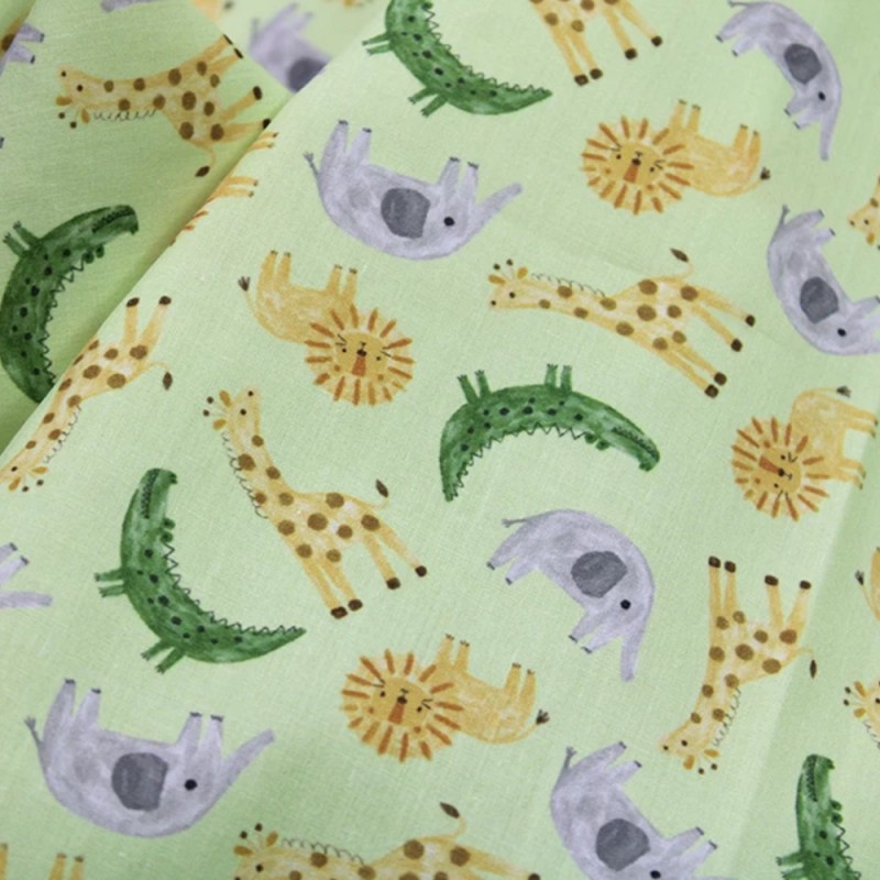 MP Digital Polycotton Fabric | Animals - Giraffe Crocodile Elephant ...