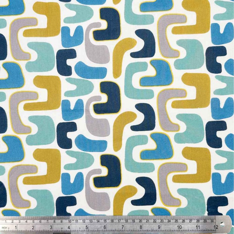 Frenchie Cotton Fabric Furan Abstract Shapes | 100% Cotton | 145cm Wide ...